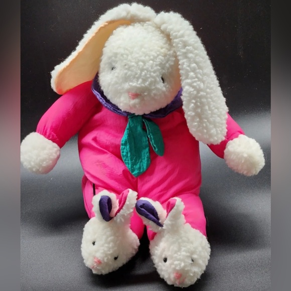 unbranded | Toys | Easter Nylon Bunny Rabbit 6 Plush Slippers Pink ...